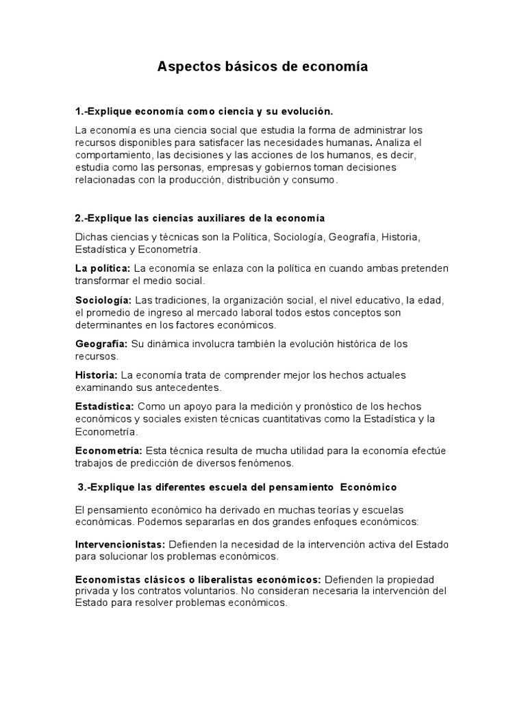 Aspectos Básicos de Economía | PDF | Ciencias económicas | Capital ...