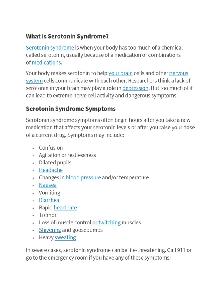 What Is Serotonin Syndrome | PDF | Antidepressant | Medical Treatments