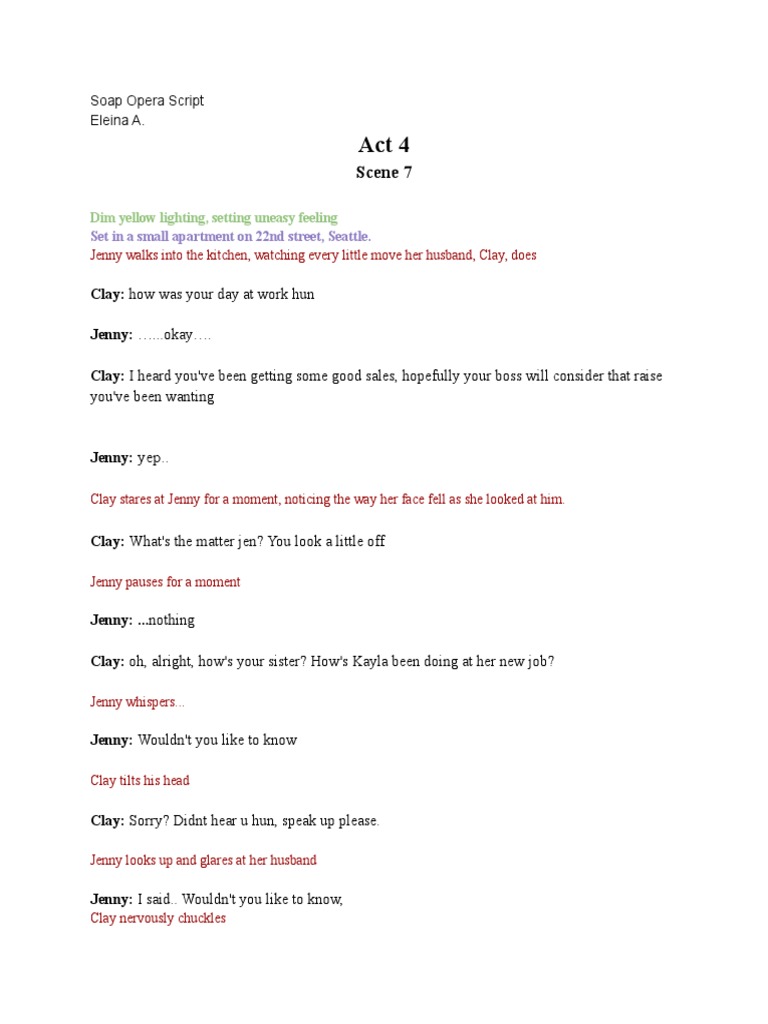 Soap Opera Script Eleina A | PDF