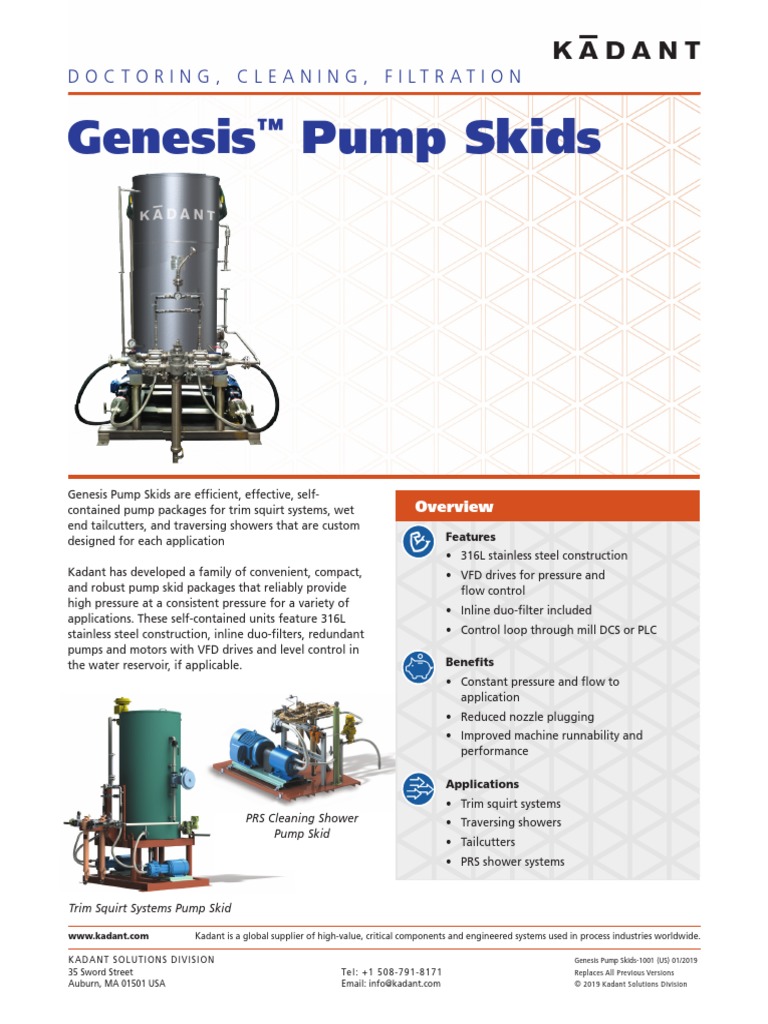 Genesis Pump Skid System Brochure | PDF | Pump | Systems Engineering