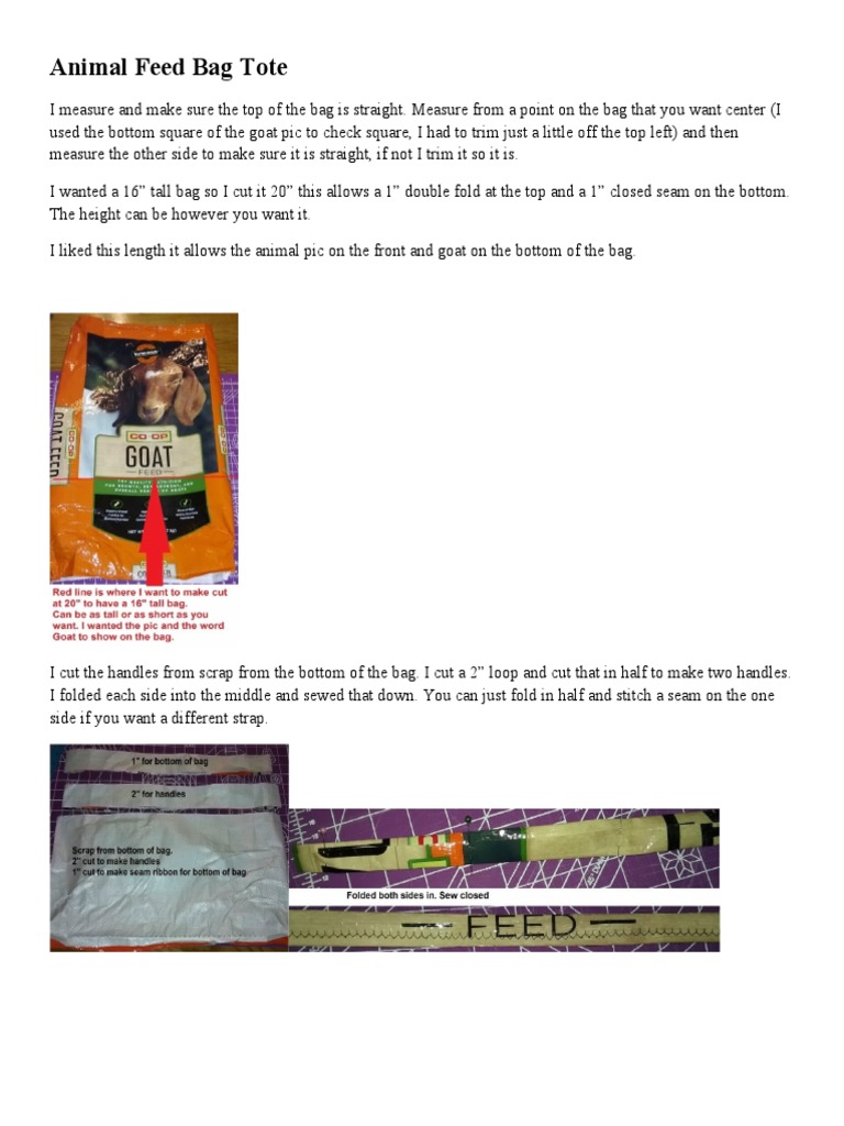 DIY Feed Bag Tote Instructions | PDF | Home & Garden
