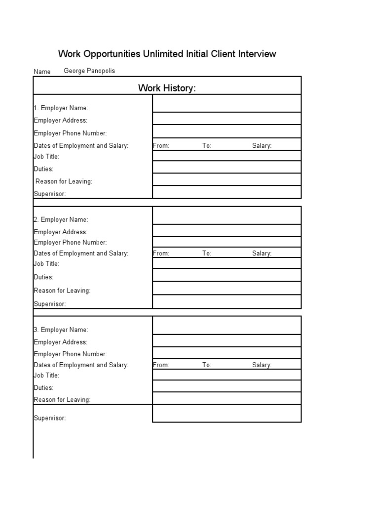 Client Interview Template for Employment | PDF | Business | Law