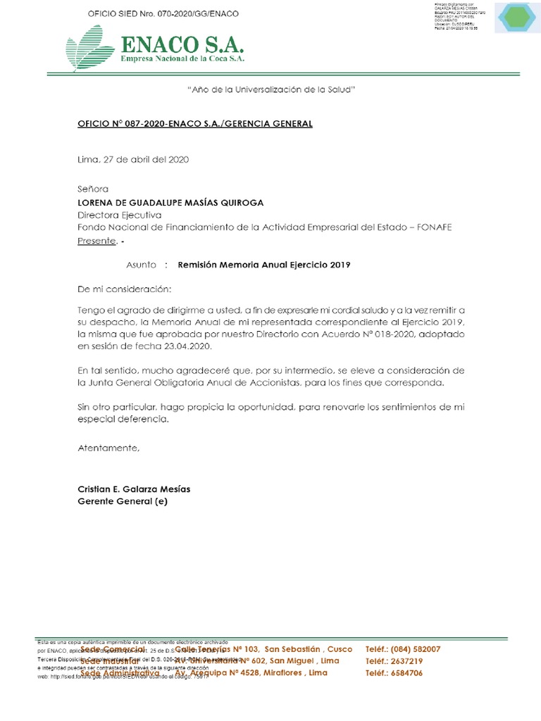 ENACO - Empresa Nacional de La Coca S.A | PDF