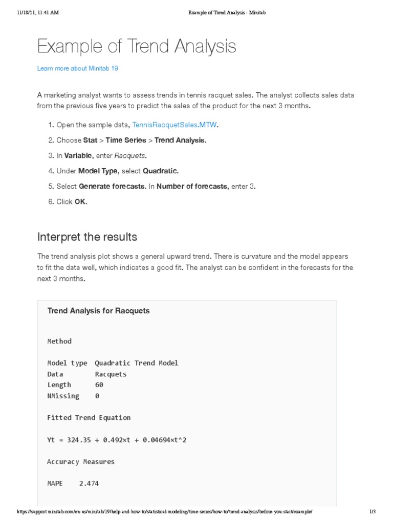 1.3 Example of Trend Analysis - Minitab | PDF | Business