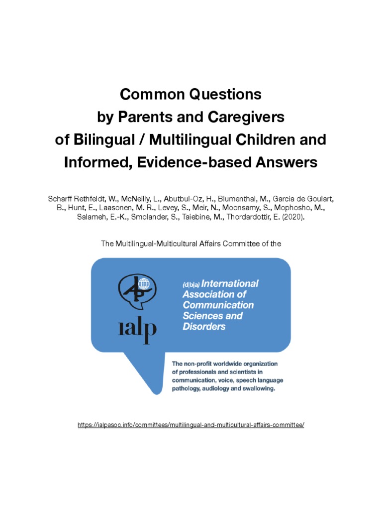 Common Questions by Parents and Caregivers of Bilingual / Multilingual ...
