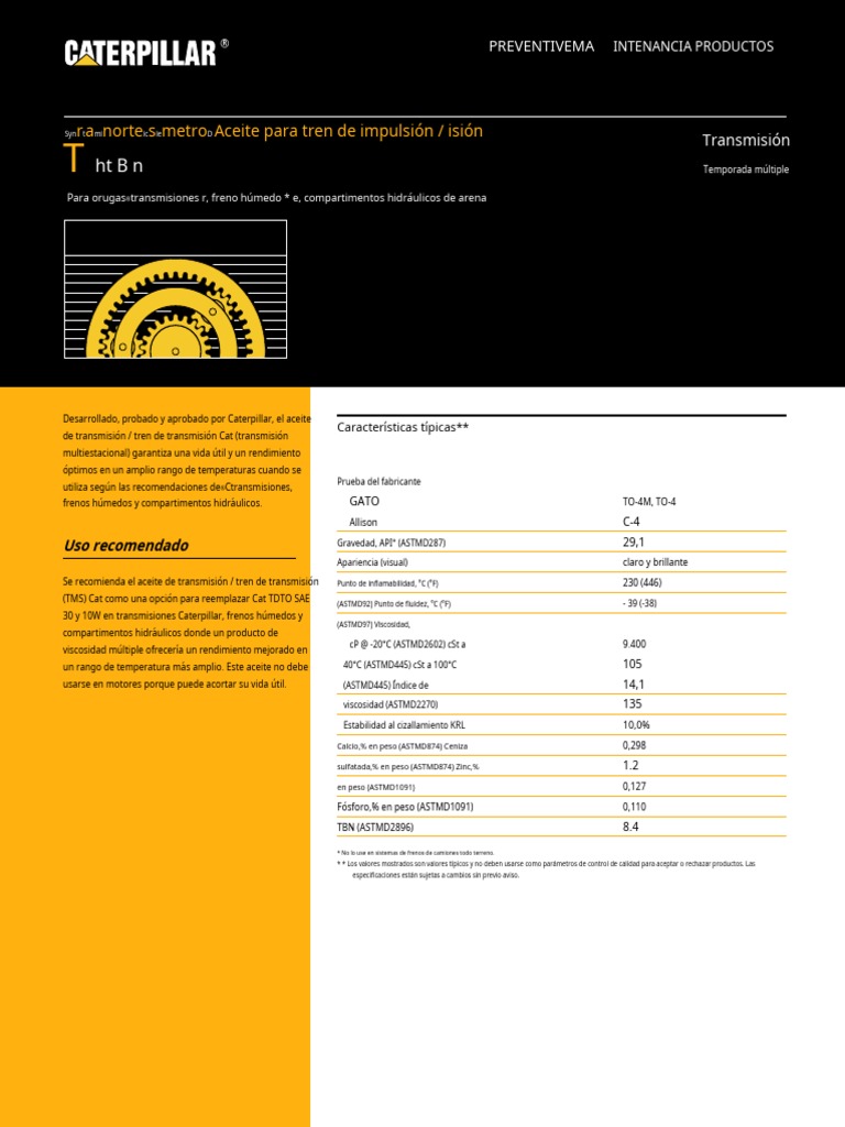 Cat TDTO SYN - En.es | PDF | Transmisión (Mecánica) | Engranaje