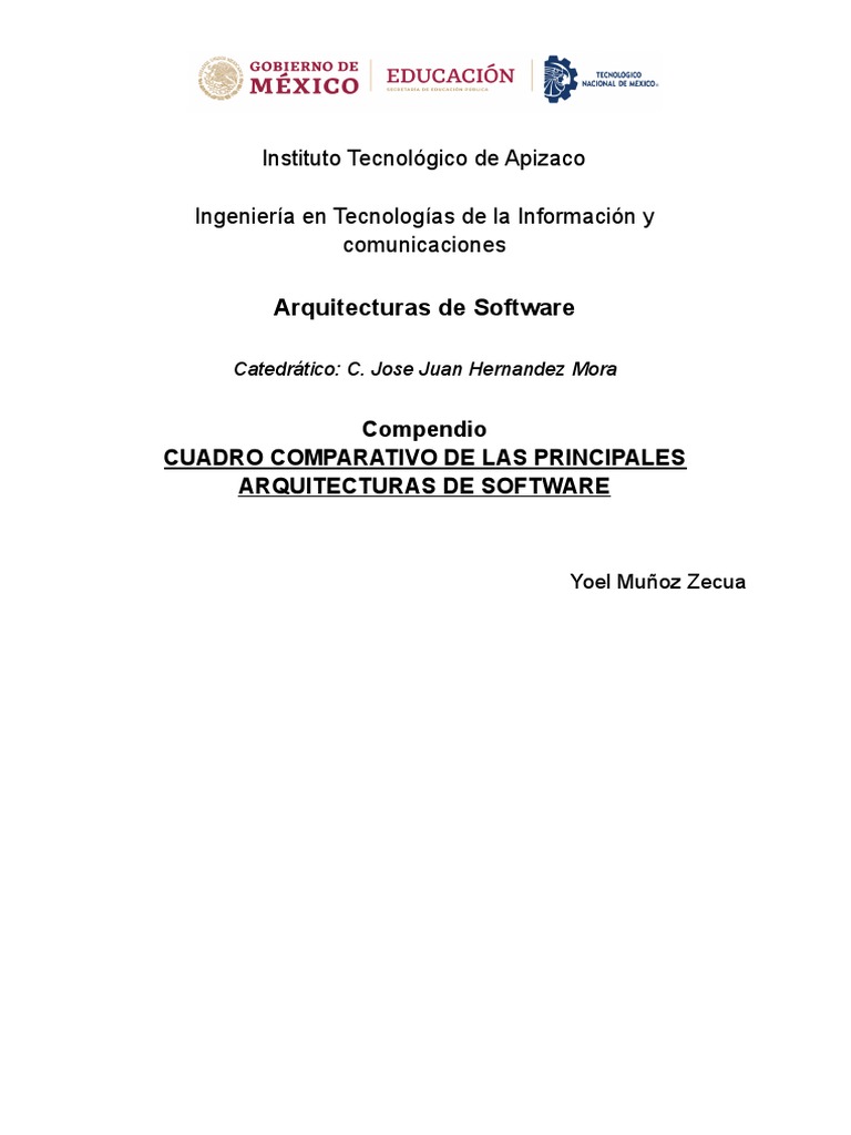 Cuadro Comparativo de Las Principales Arquitecturas de Software | PDF ...