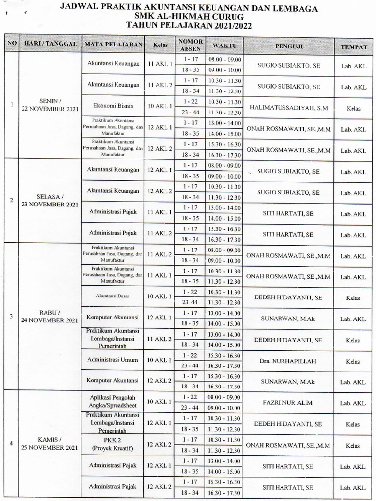 Jadwal PAS Ganjil Produktif TP 2021-2022 | PDF