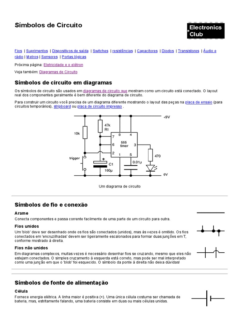 Símbolos de Circuito - Clube Eletrônico | PDF | Indutor | Rede elétrica
