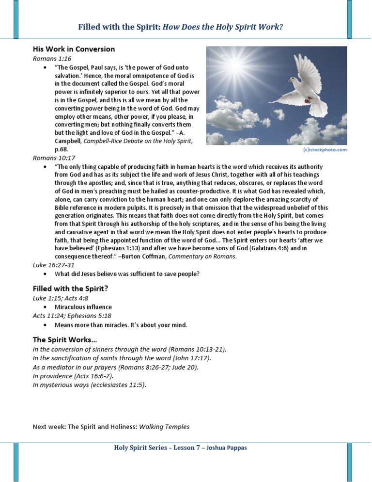Lesson7 The Holy Spirit Work | PDF | The Gospel | Epistle To The Romans