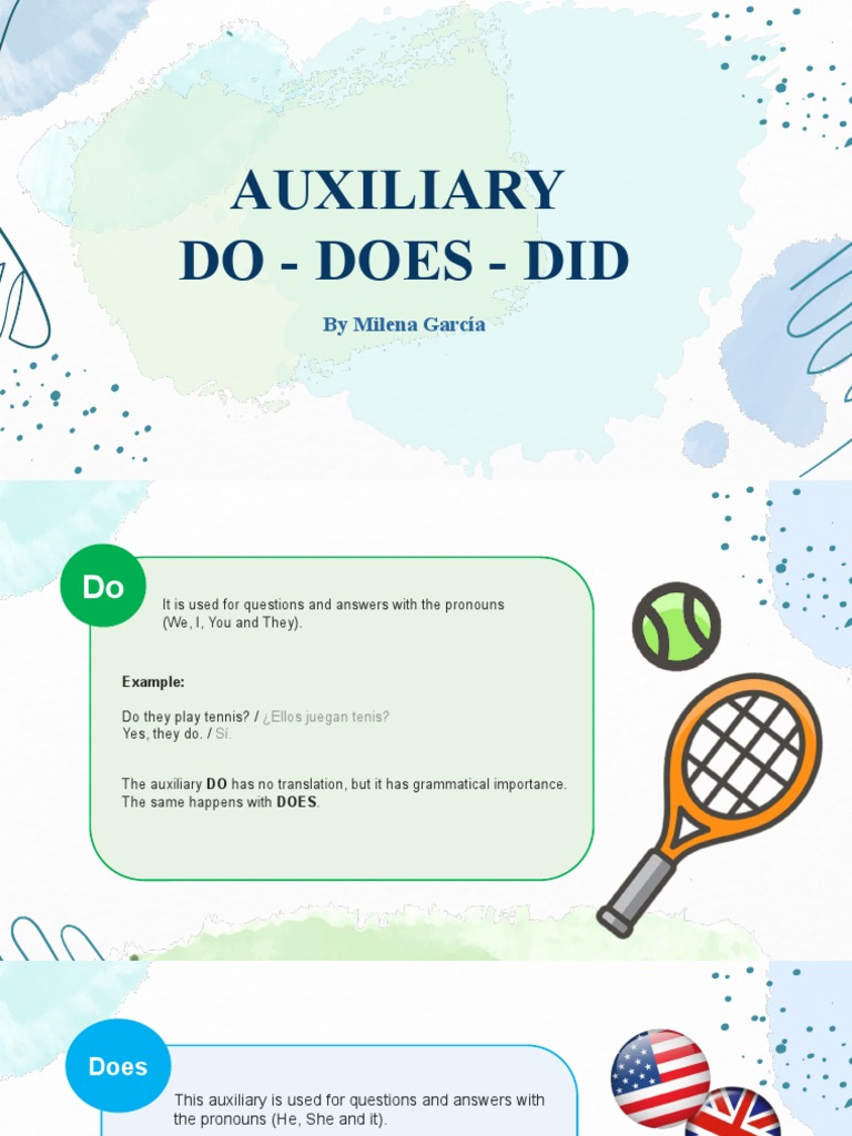 Presentación AUXILIARES DO - DOES-DID | PDF | Verb | Question