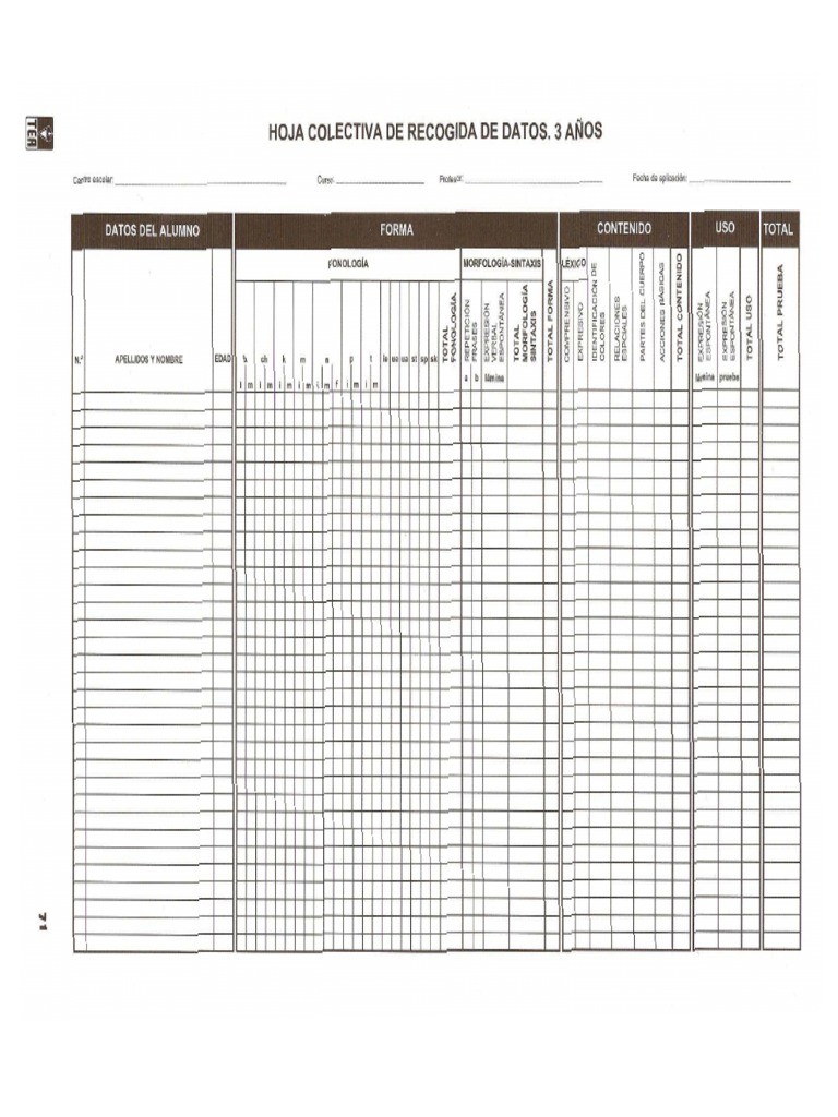 Hoja Colectiva de Recogida de Datos Prueba (PLON-R) (Tea Ed.) 3-4-5-6 ...