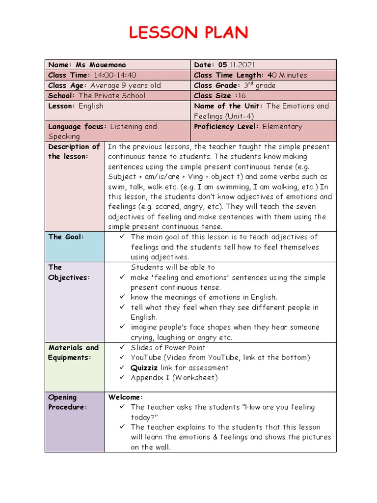 Lesson Plan | PDF | Teachers | Lesson Plan