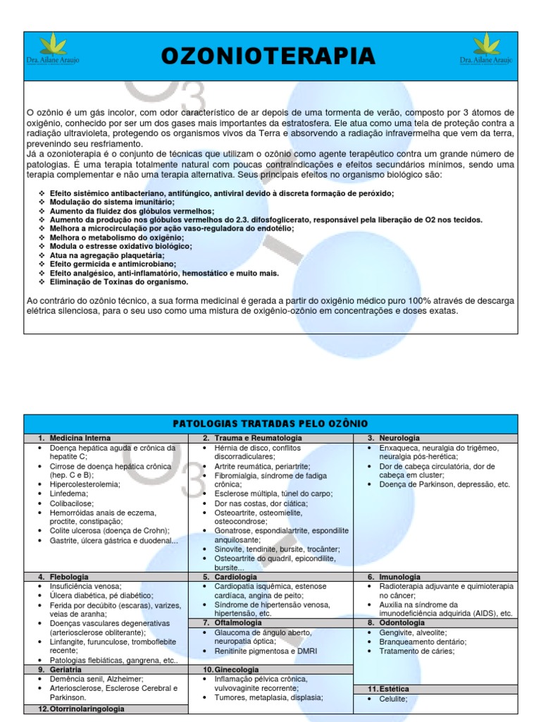 Ozonioterapia | Download grátis PDF | Medicina Clínica | Especialidades médicas