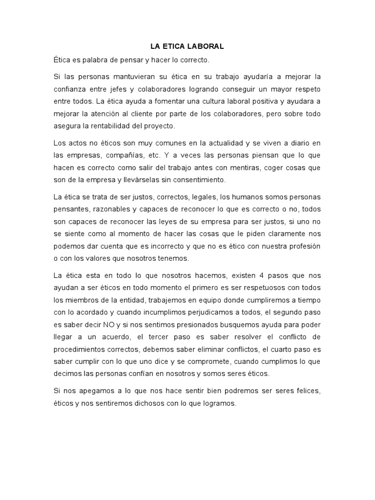 La Etica Laboral | PDF
