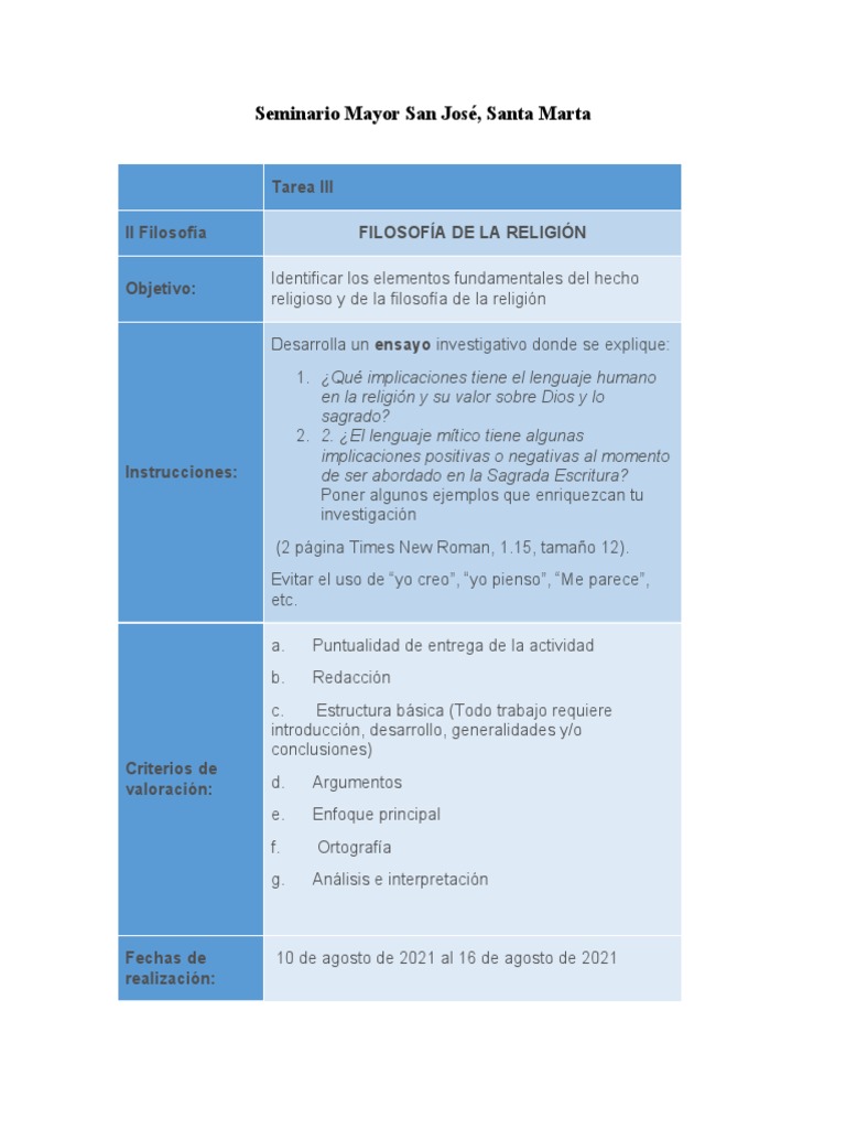 Actividad III, Importancia Del Lenguaje Religioso y Sus Implicaciones ...