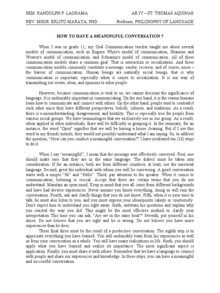 Lagrama - Reflection 2 | PDF | Communication | Cognitive Science