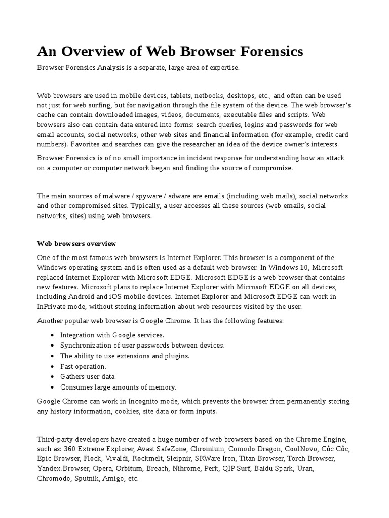An Overview of Web Browser Forensics | PDF | World Wide Web | Internet & Web