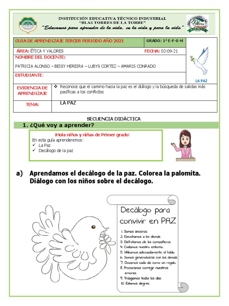La Paz (Etica y Valores 2 de Septiembre | PDF | Artes del Lenguaje y ...