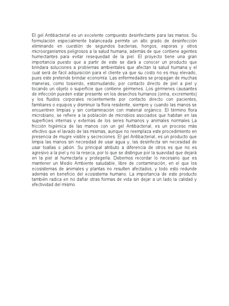 El Gel Antibacterial Es Un Excelente Compuesto Desinfectante para Las ...