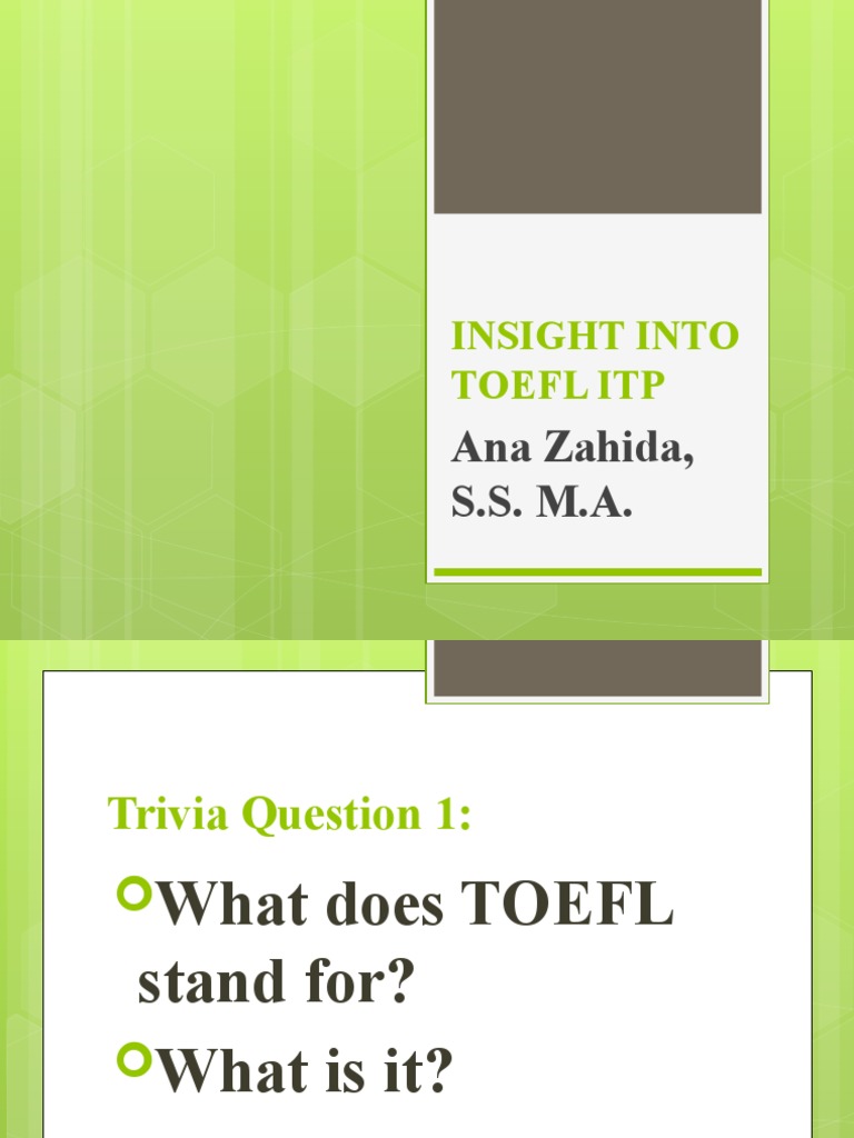 TOEFL ITP Test Overview and Preparation | PDF | Test Of English As A ...