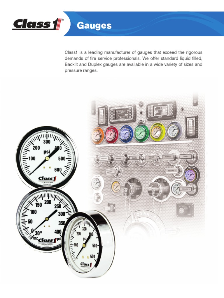 Class1 Gauges Brochure | PDF | Pressure Measurement | Pressure