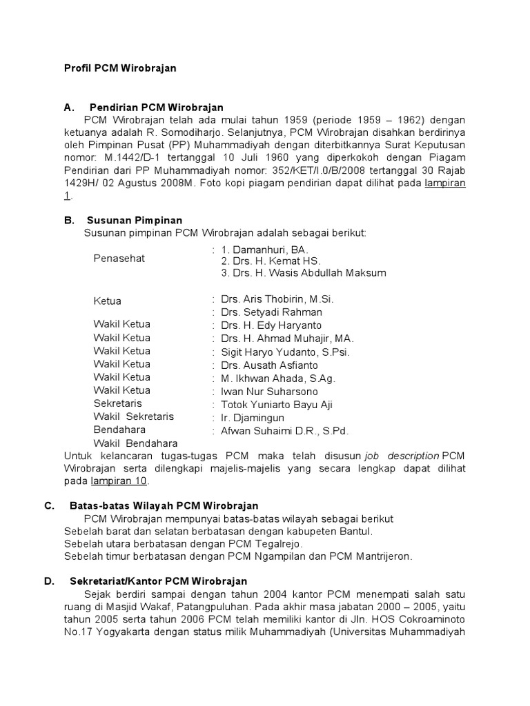 Profil PCM Wirobrajan | PDF
