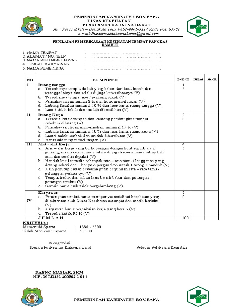 Format Inspeksi Tempat-Tempat Umum | PDF | Griya & Taman