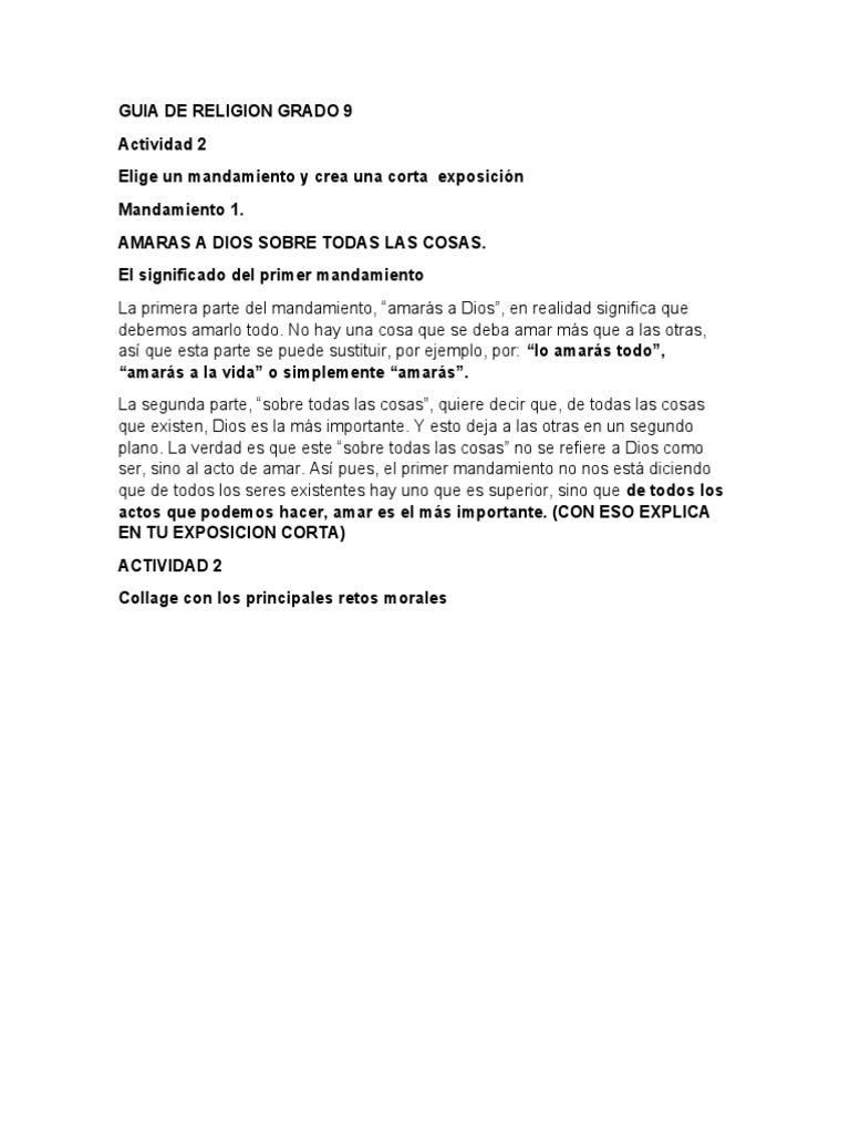 Guia de Religion Grado 9 | PDF | Amor | Dios