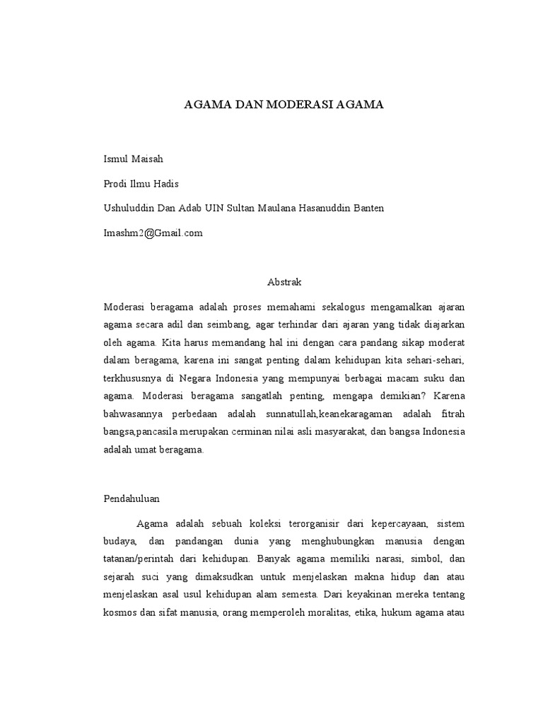 Agama Dan Moderasi Agama | PDF