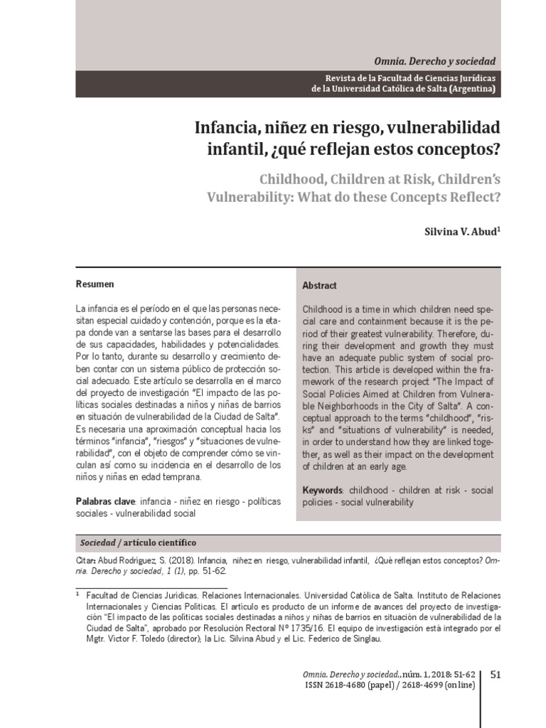 Infancia, Niñez en Riesgo, Vulnerabilidad Infantil, Qué Reflejan Estos ...