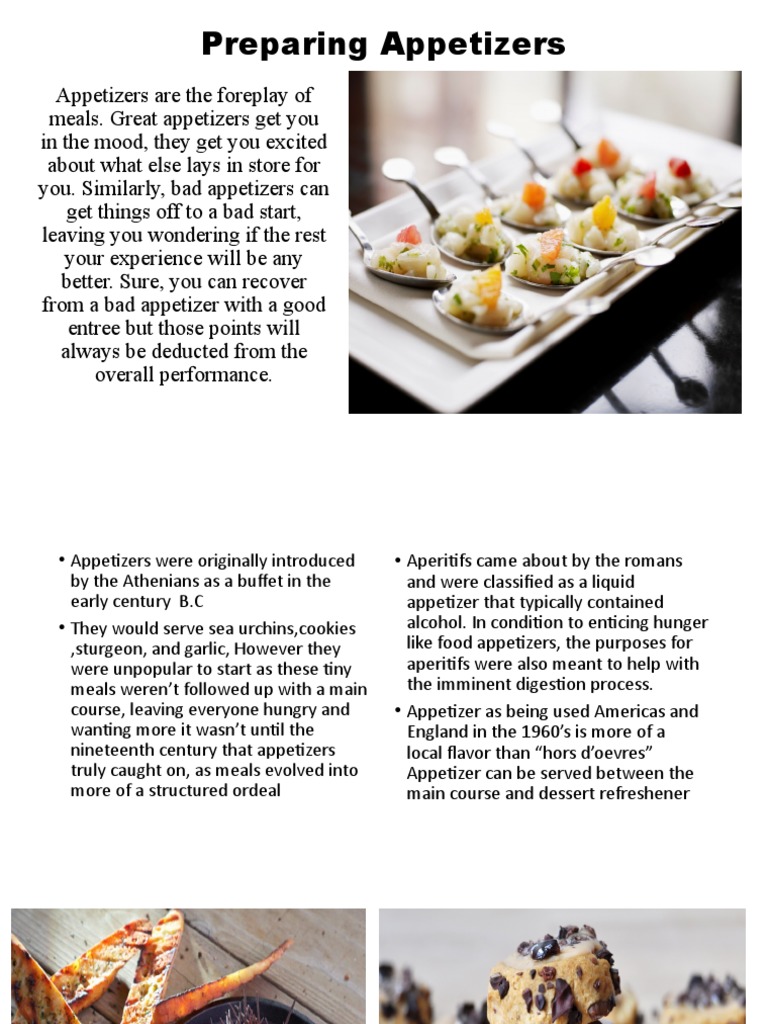 Preparing Appetizers | PDF | Wellness