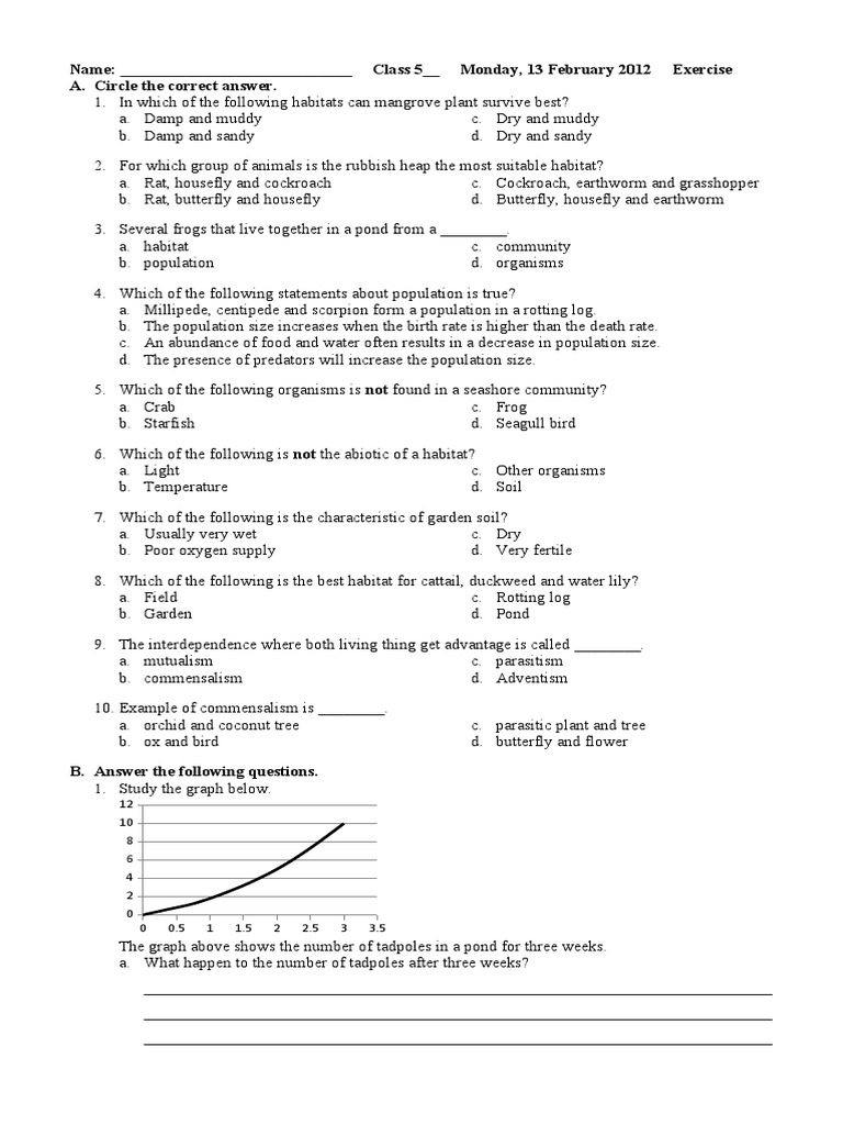 G5 Science Exercise - Living Together & The Environment 2 | PDF ...