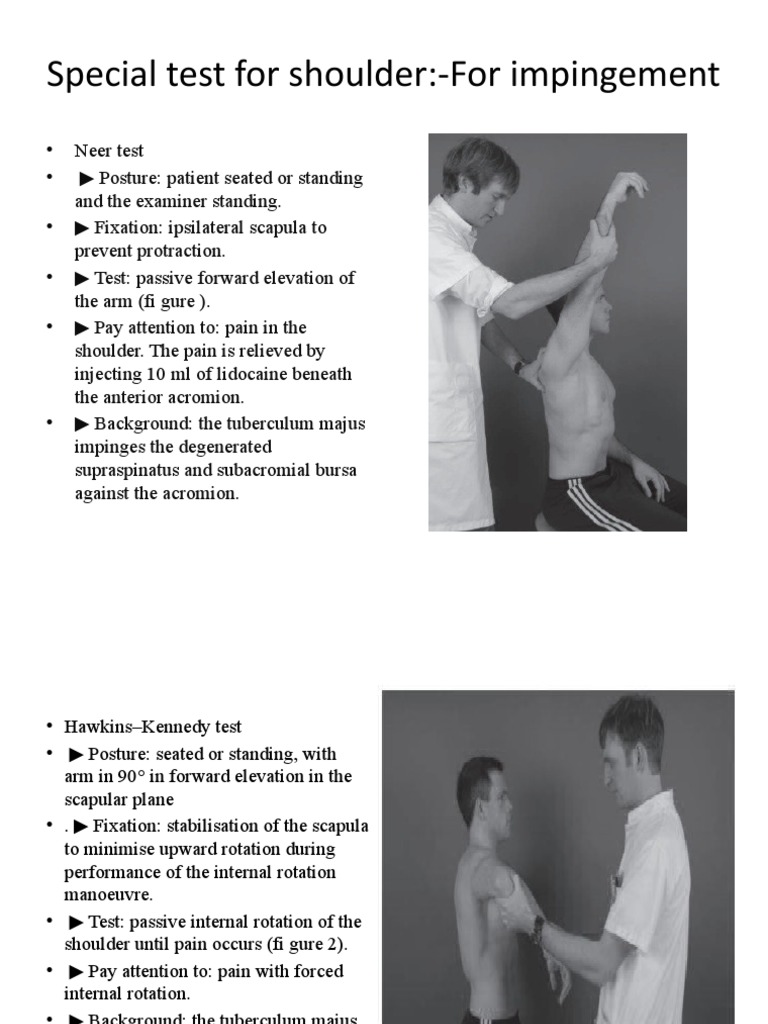 Shoulder Tests: Neer, Hawkins-Kennedy, Drop Arm & More | PDF ...