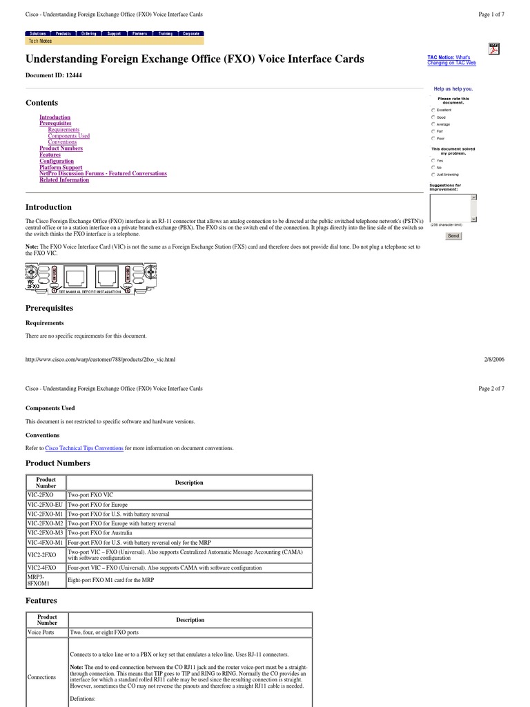 Understanding Foreign Exchange Office (FXO) Voice Interface Cards | PDF ...