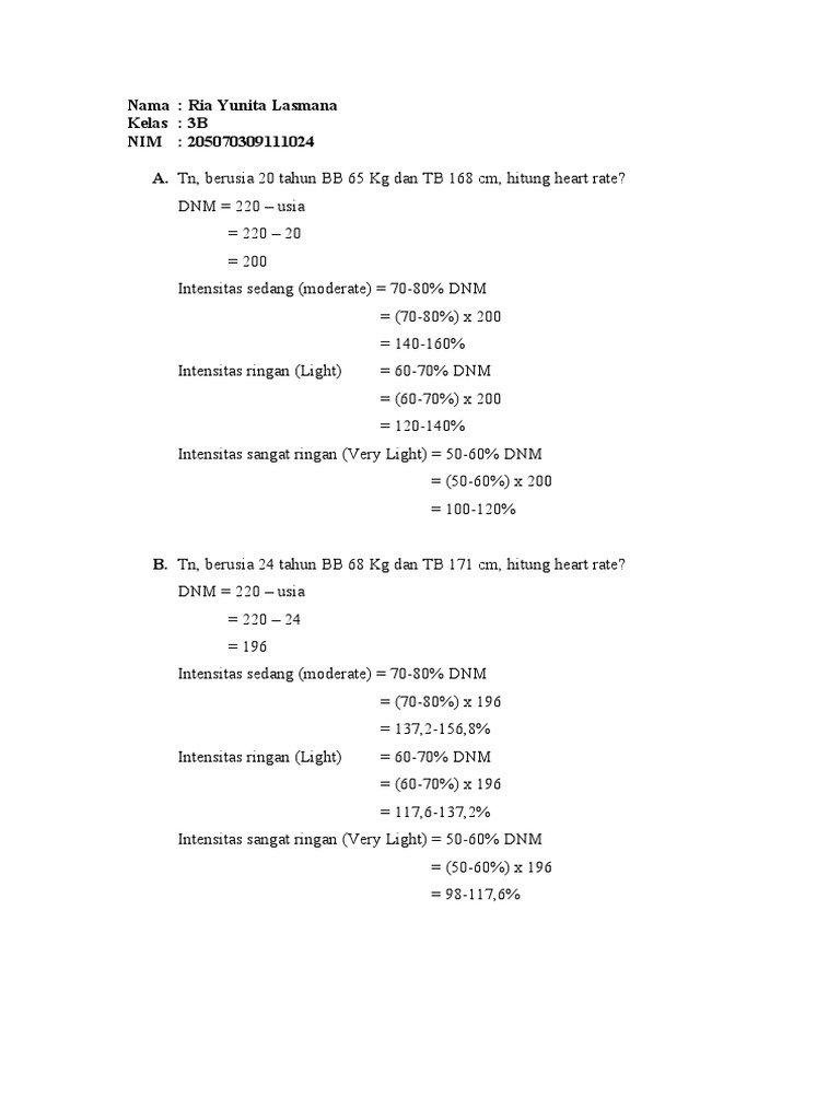FORMULIR PHYSICAL ACTIVITY LEVEL - Ria Yunita Lasmana - 3B ...