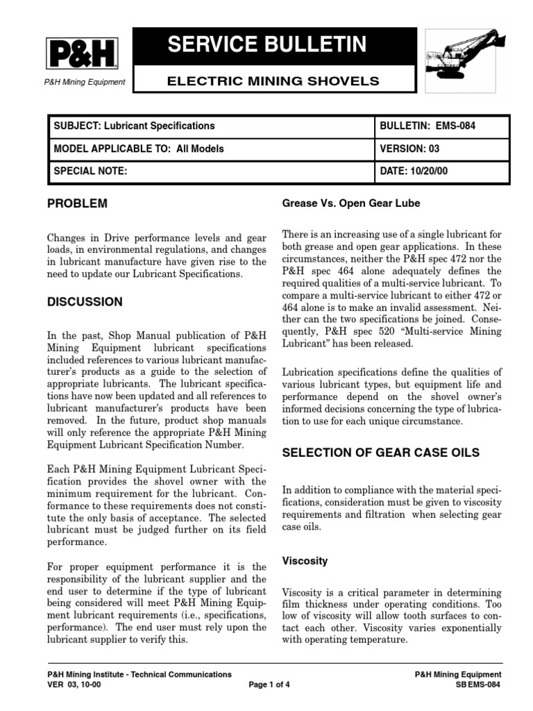 Electric Mining Shovels | PDF | Lubricant | Viscosity