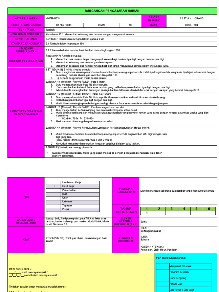 06 052018 RPH Math 2 PEMULIHAN | PDF
