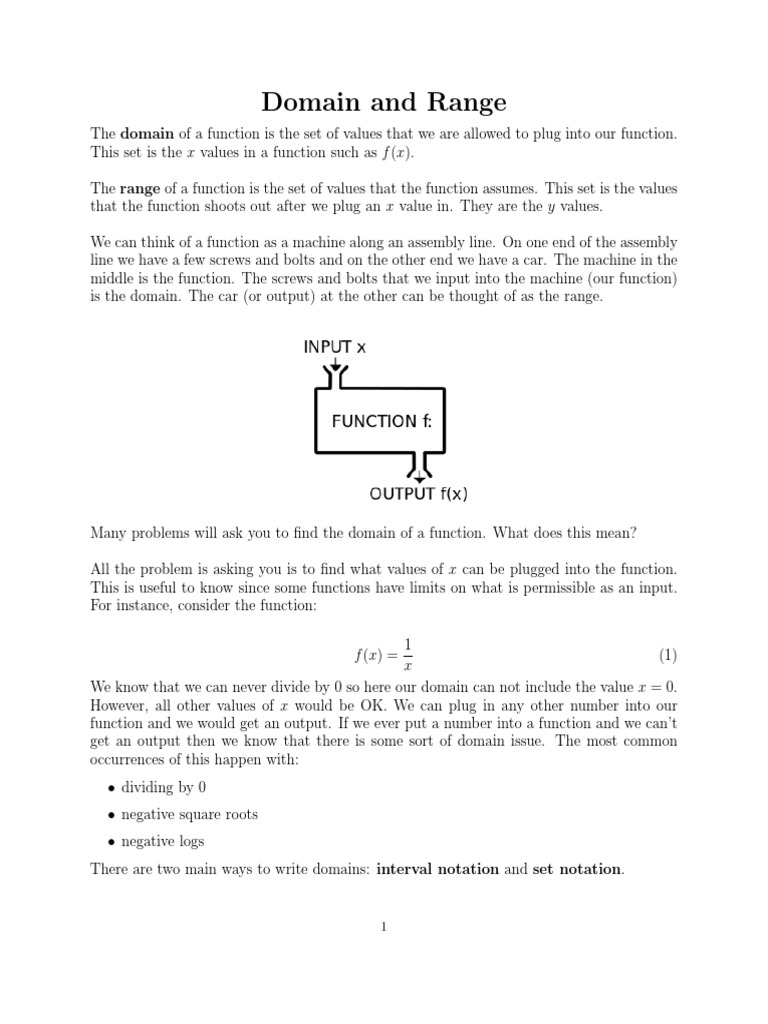 Domains And Ranges Pdf Function Mathematics Asymptote