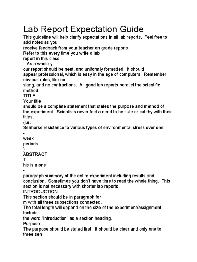 Lab Report Expectation Guid1 | PDF | Experiment | Temperature