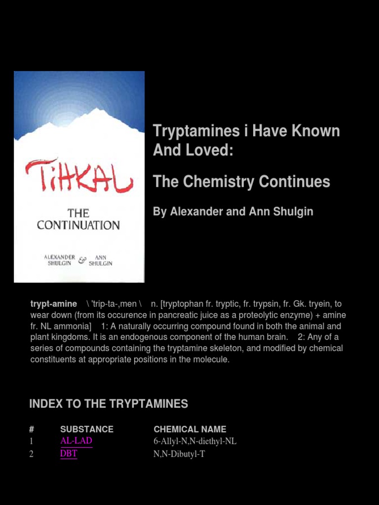 Shulgin - TIHKAL - Tryptamines I Have Known and Loved Part 2 Only | PDF ...