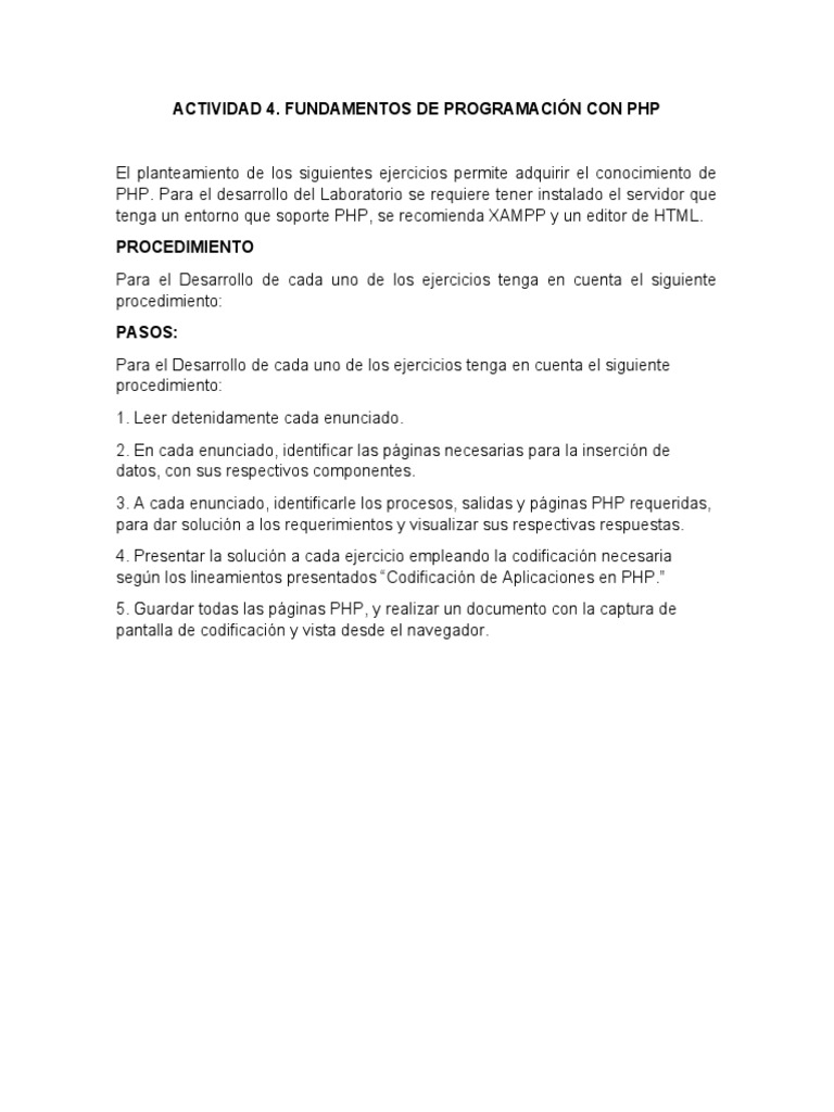 Ejercicios de Programación en PHP | PDF | Php | Internet y web