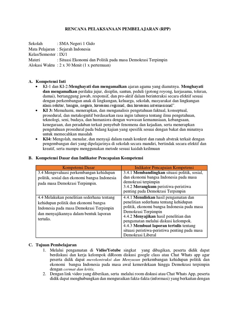 Rencana Pelaksanaan Pembelajaran (RPP) | PDF | Karier & Perkembangan | Sains & Matematika