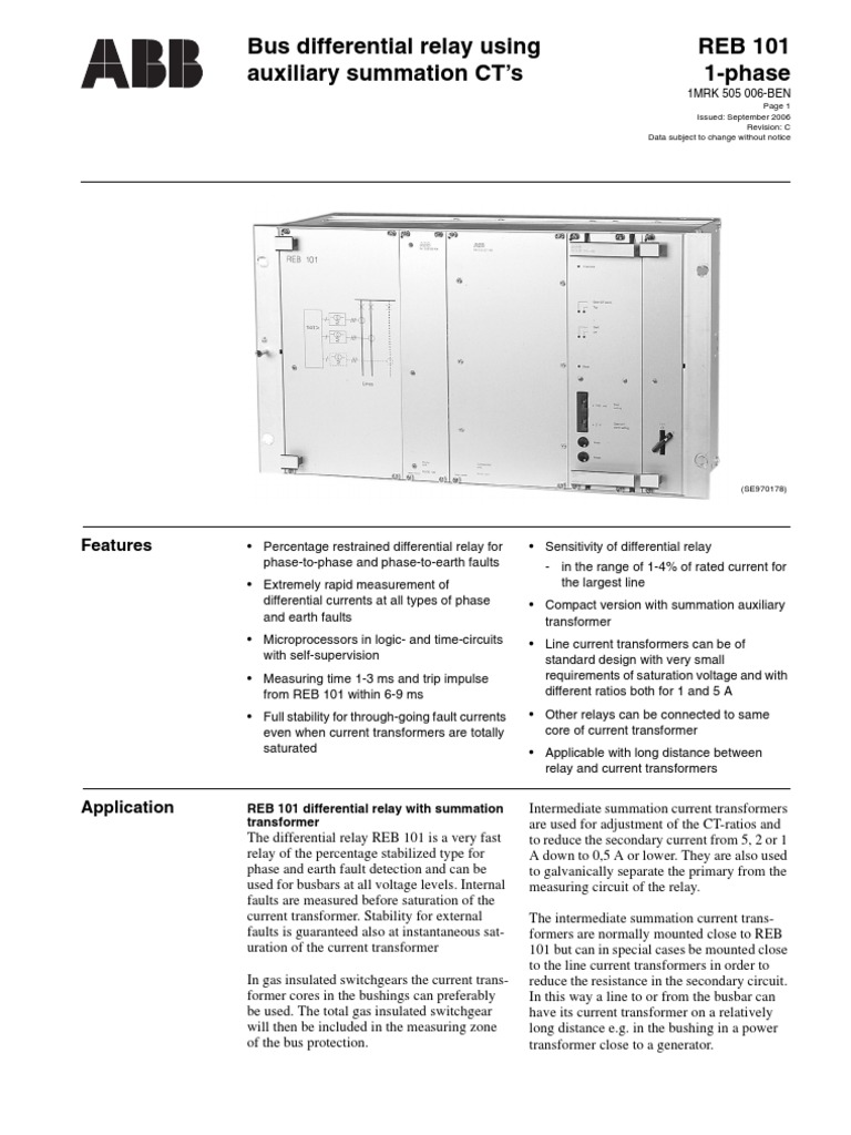 1MRK505006-BEN C en Bus Differential Relay Using Auxiliary Summation CT ...