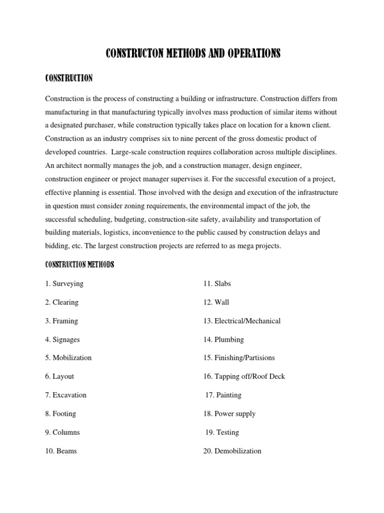 Group 5 - Construction Methods and Operations-1 | PDF | Concrete ...