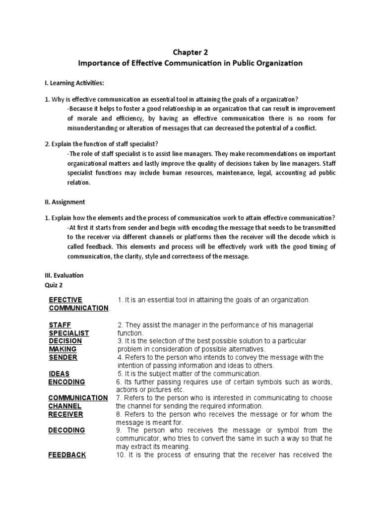 Importance of Effective Communication in Public Organization | PDF ...