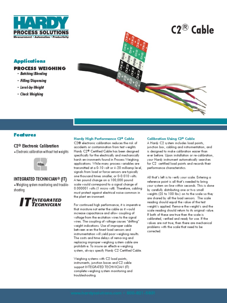 C2 Cable Datasheet 0318 | PDF | Wire | Calibration