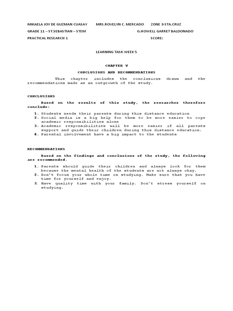 Practical Research Chapter V | PDF