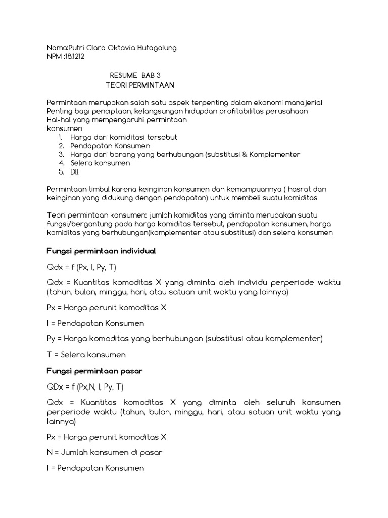 Tugas Resume Teori Permintaan | PDF