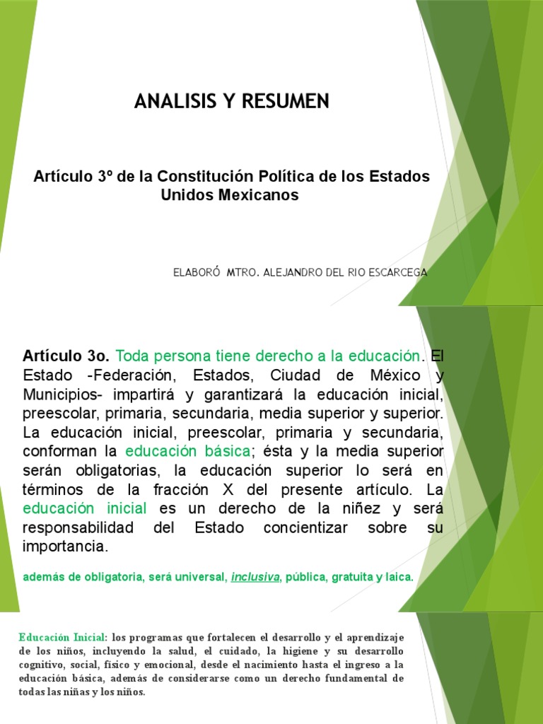 Resumen del Artículo 3 de la Constitución | PDF | Educación de la ...